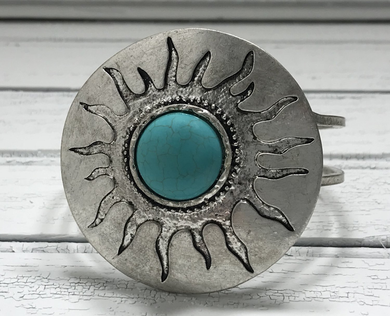 Southwestern Style Turquoise Stone Cuff Bracelet Chunky Natural Blue ...