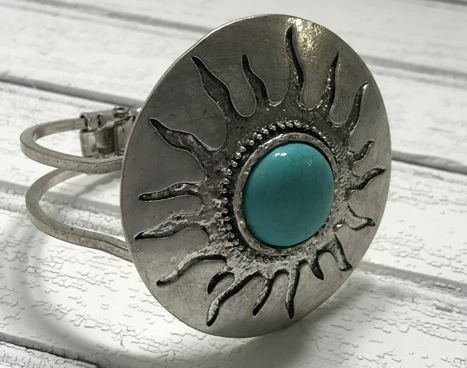 Southwestern Style Turquoise Stone Cuff Bracelet Chunky Natural Blue ...