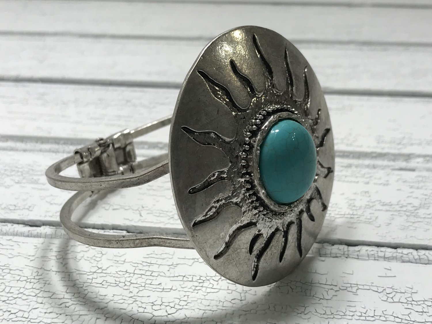 Southwestern Style Turquoise Stone Cuff Bracelet Chunky Natural Blue ...
