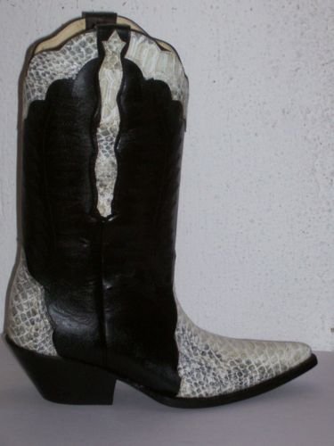 cowboy boot TRIAD WHITE PYTHON DESIGN AND BLACK MEN 10