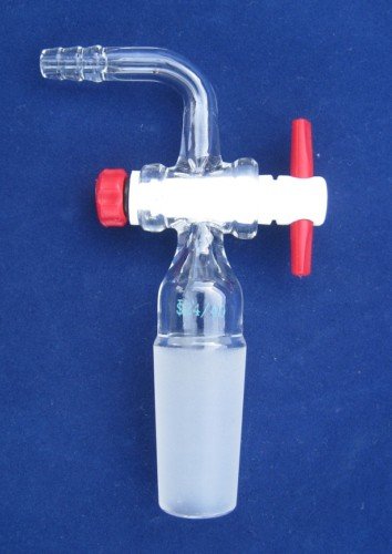 90° bend vacuum adapter with hose, 24/40, PTFE stopcock