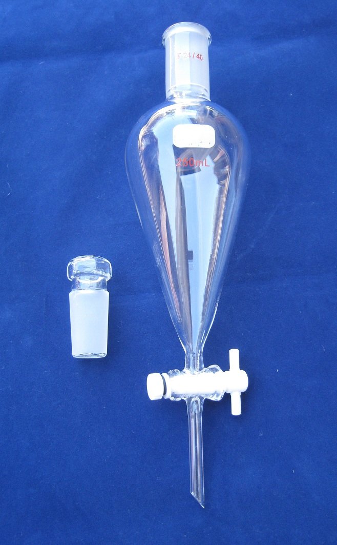 250ml Separatory funnel W glass stopper PTFE stopcock