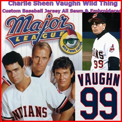 Charlie Sheen Cleveland Indians Vaughn 99 Baseball Jersey XL