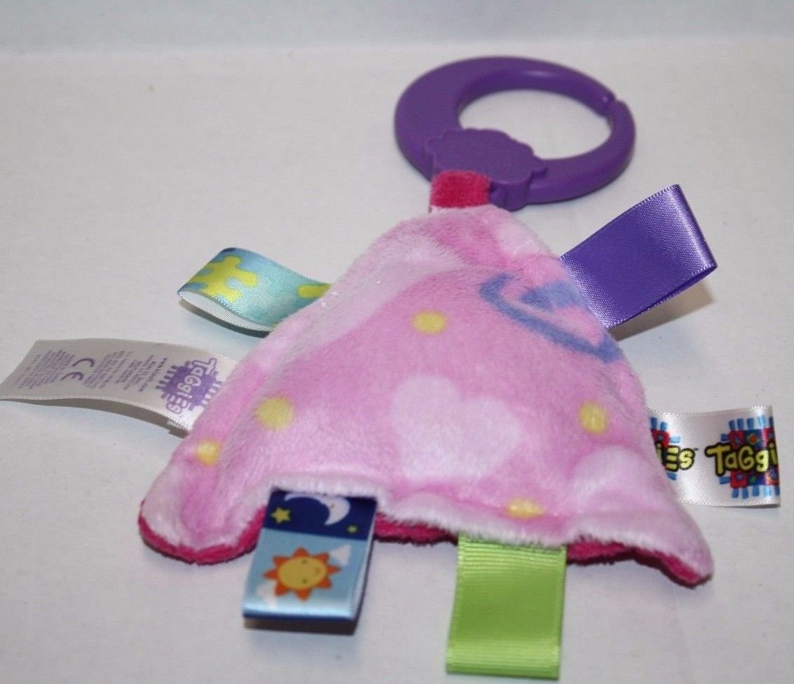 TAGGIES TAKE ALONG TRIANGLE 9" PLUSH Squeaker Pink Swirl Satin Ribbon ...