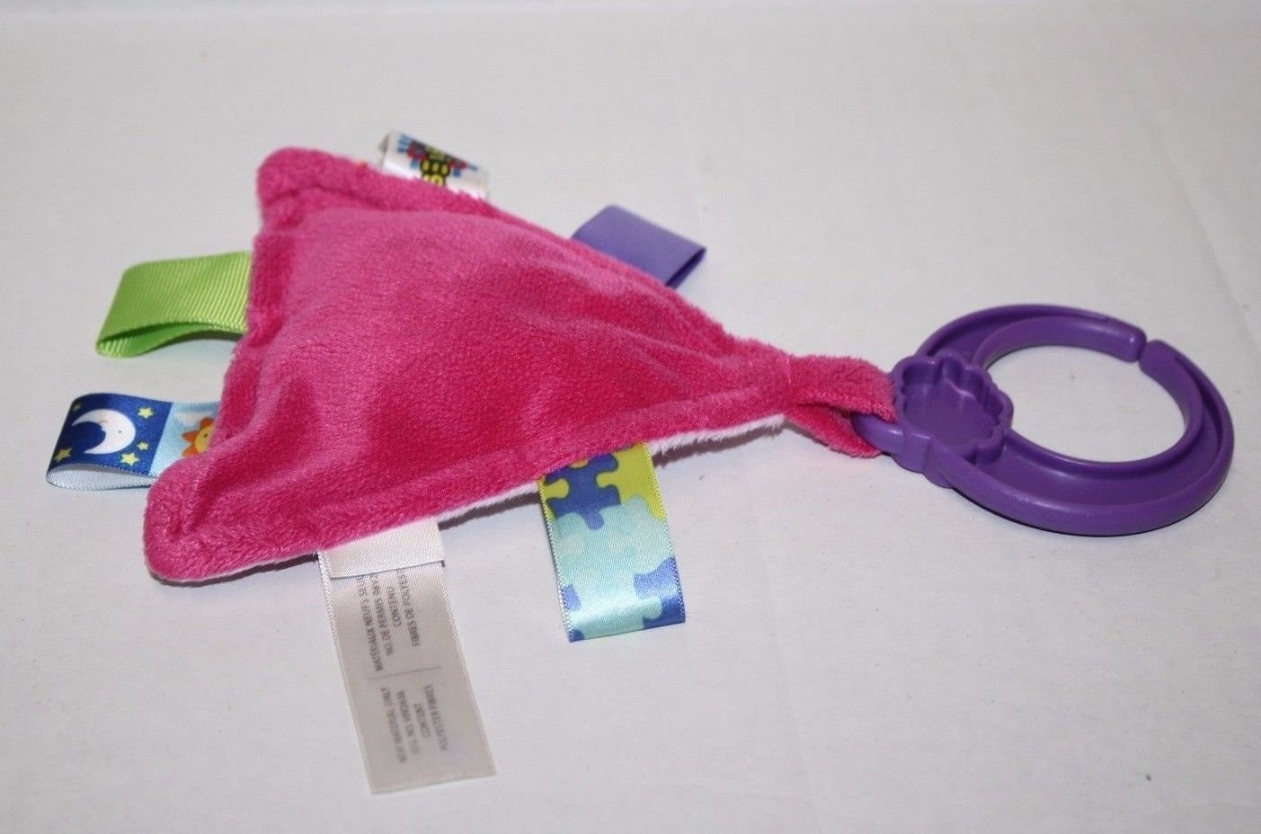 TAGGIES TAKE ALONG TRIANGLE 9" PLUSH Squeaker Pink Swirl Satin Ribbon ...