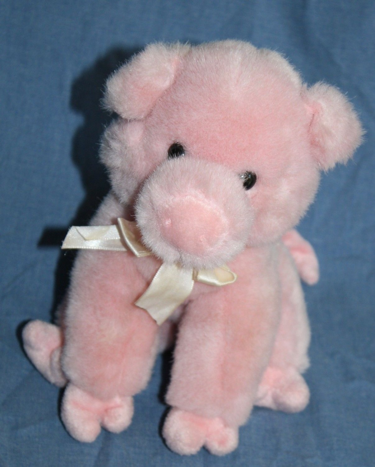 Kellytoy PIG 8" Sits Pink Plush Piglet Ribbon Neck Bow Soft Toy Stuffed ...