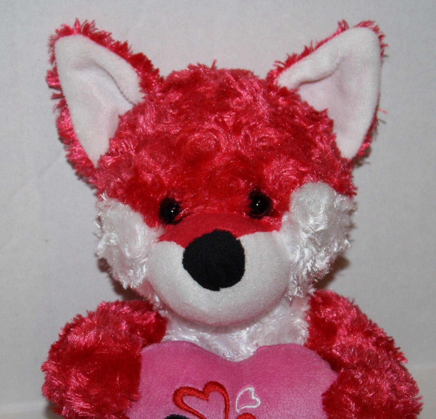 Hugfun Valentines Pink Heart Foxy Fox 8" Pink Swirl Plush Stuffed Soft Toy