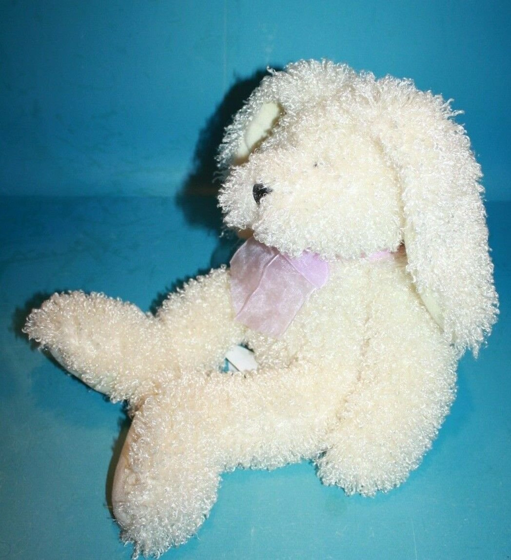 Pier 1 Easter Bunny Rabbit Ivory Curly Plush Stuffed Soft Toy Sewn Eyes ...