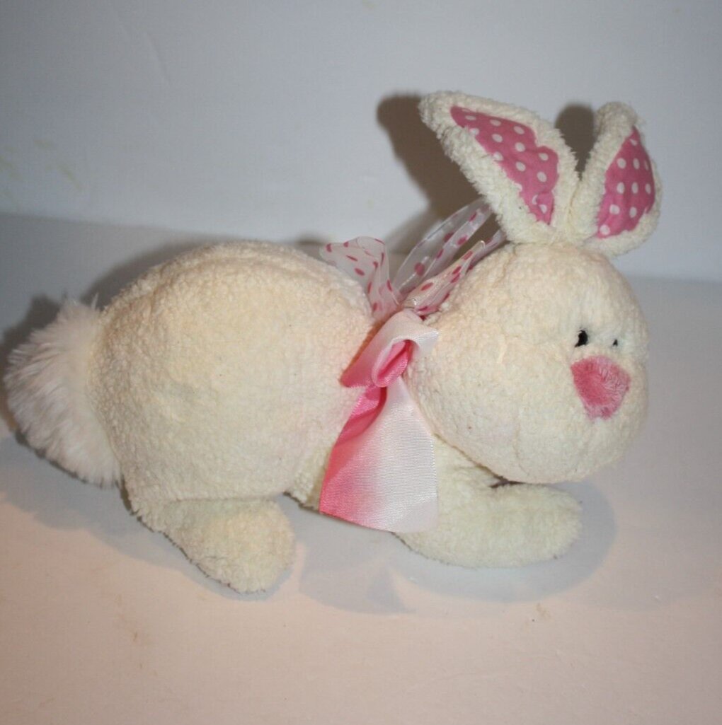 Target Easter Bunny Rabbit 10" Plush Hoppy Go Lucky Ivory Pink Polka ...