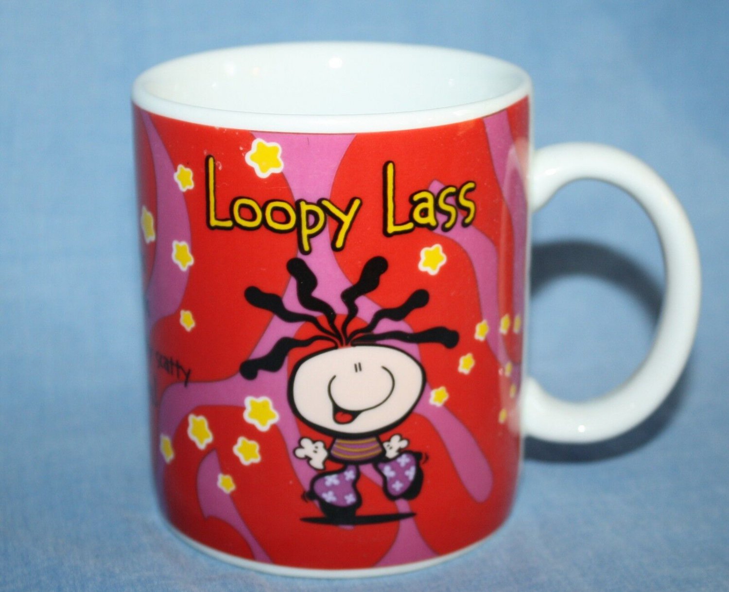 Bubblegum Gag Gift Carlton Card Loopy Lass Coffee Cup Mug Red White Flower