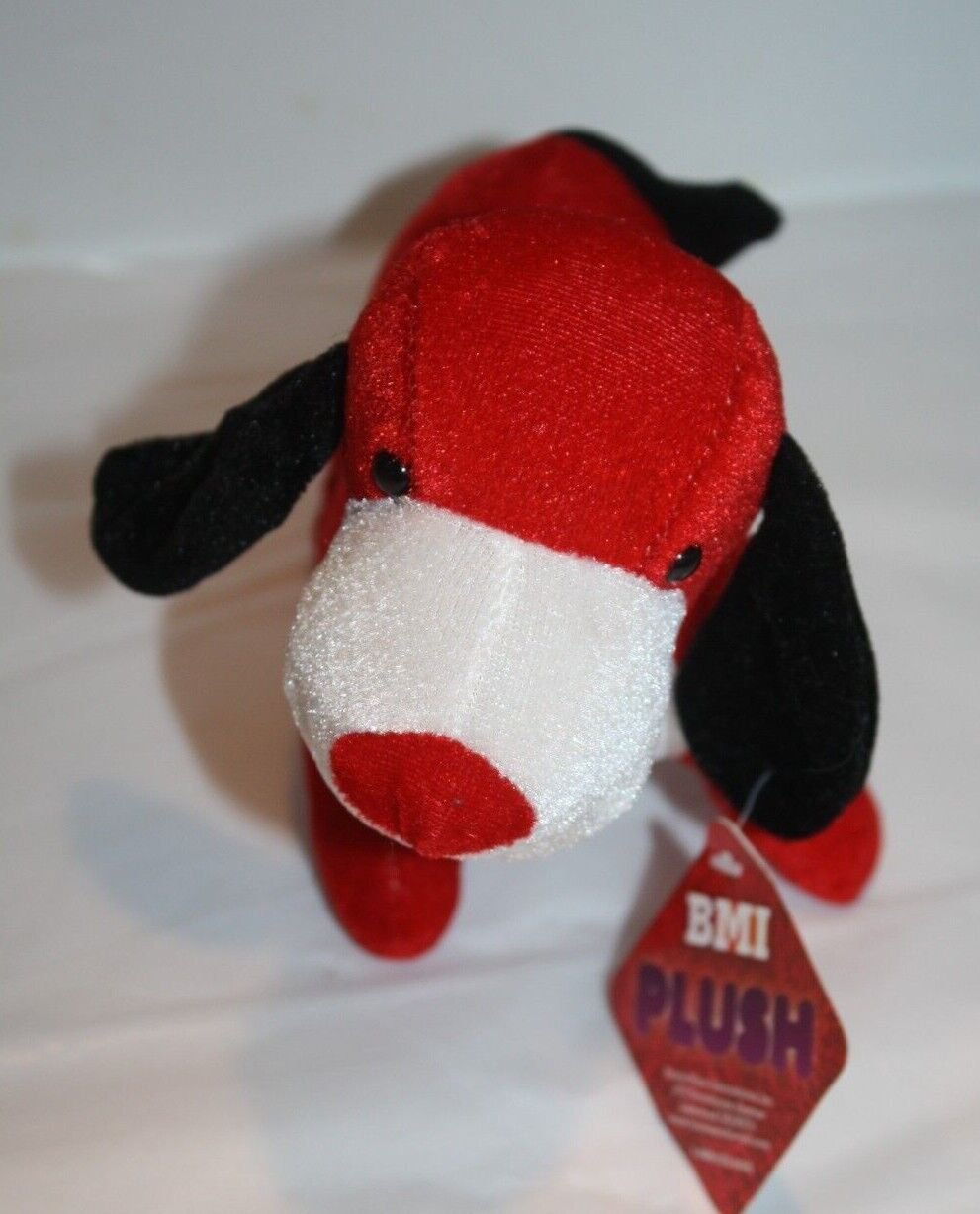 BMI Red White Plush Dog 8" Stands Bonita Marie Stuffed Puppy Animal ...