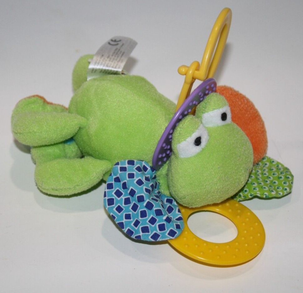 Infantino Frog Plush Soft Baby Toy 6" Teether Rattle Crinkle Mirror ...