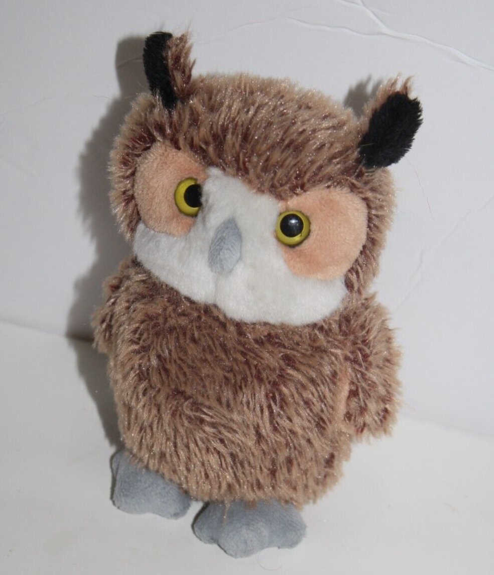 GUND Great Horned Owl Small Brown Plush 6" Soft Toy Stuffed Animal ...