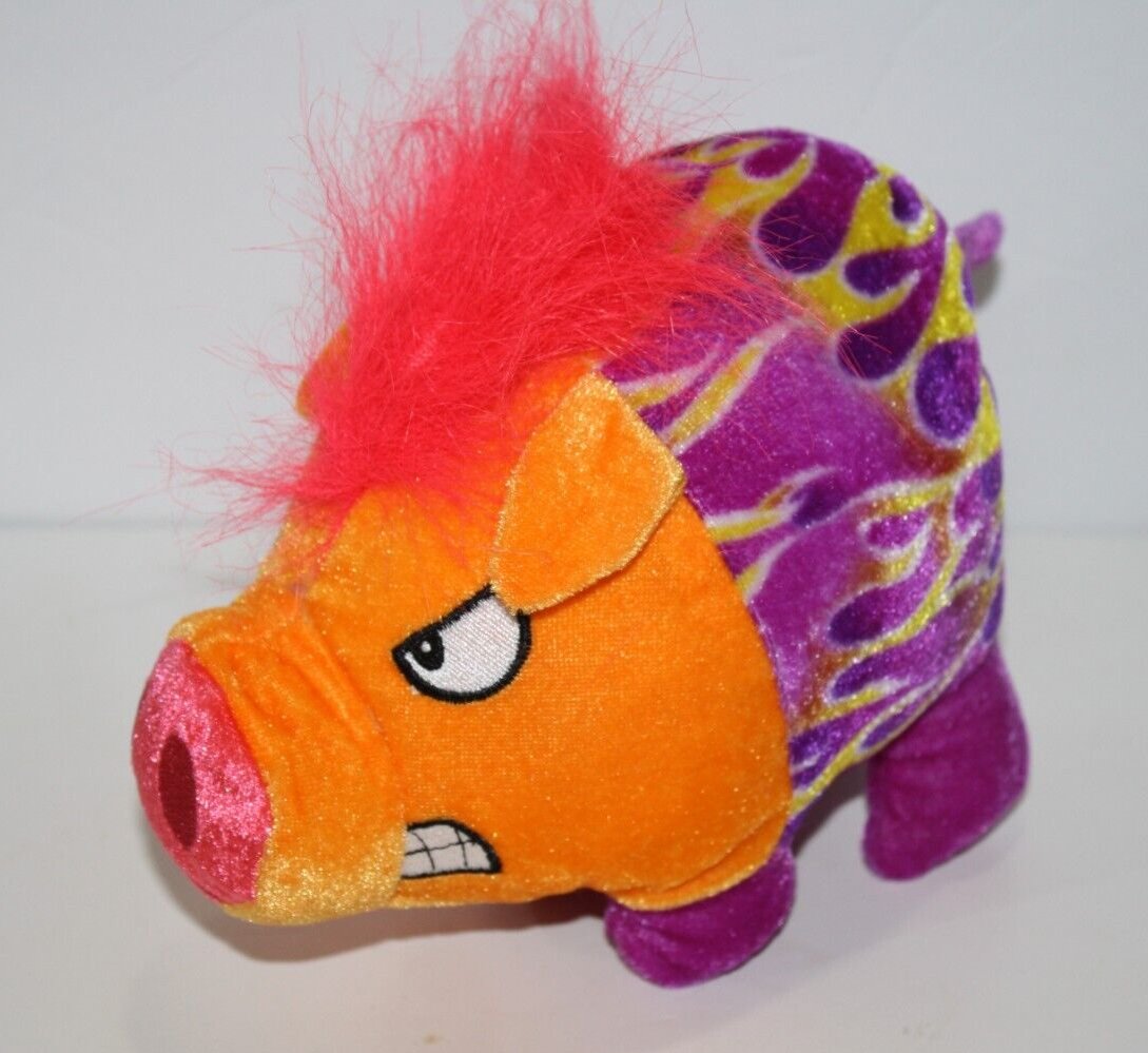 Nanco Angry Pig 8" Mad Wart Hog Thin Plush Soft Toy Stuffed Orange ...