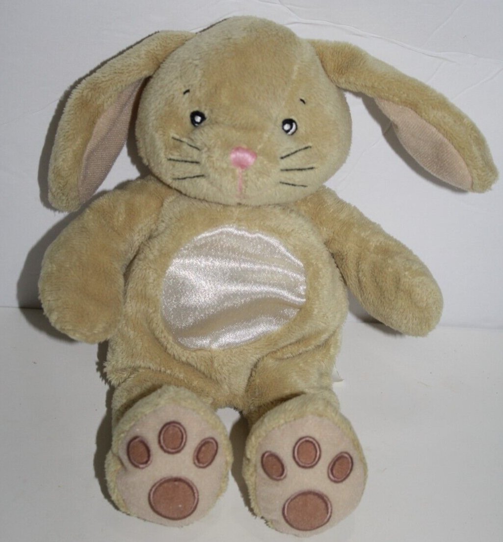 The First Years Beige Easter Boo Boo Bunny Rabbit 10" Plush Satin Tummy ...