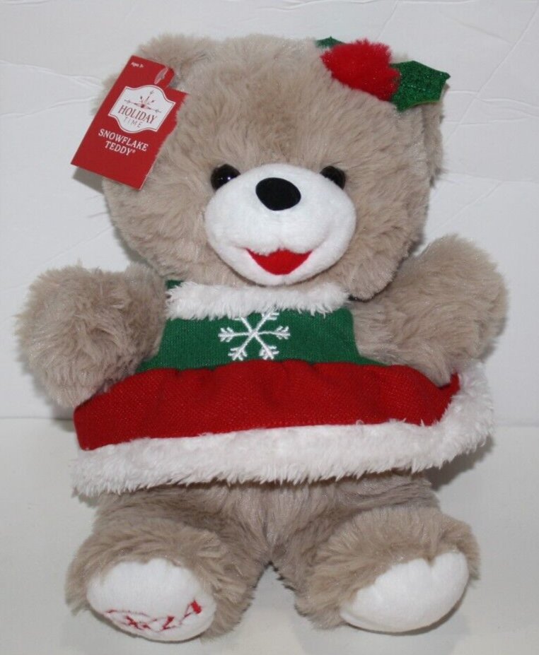 Holiday Time 2024 Christmas Lil Girl Snowflake Teddy Bear 12" Plush New ...