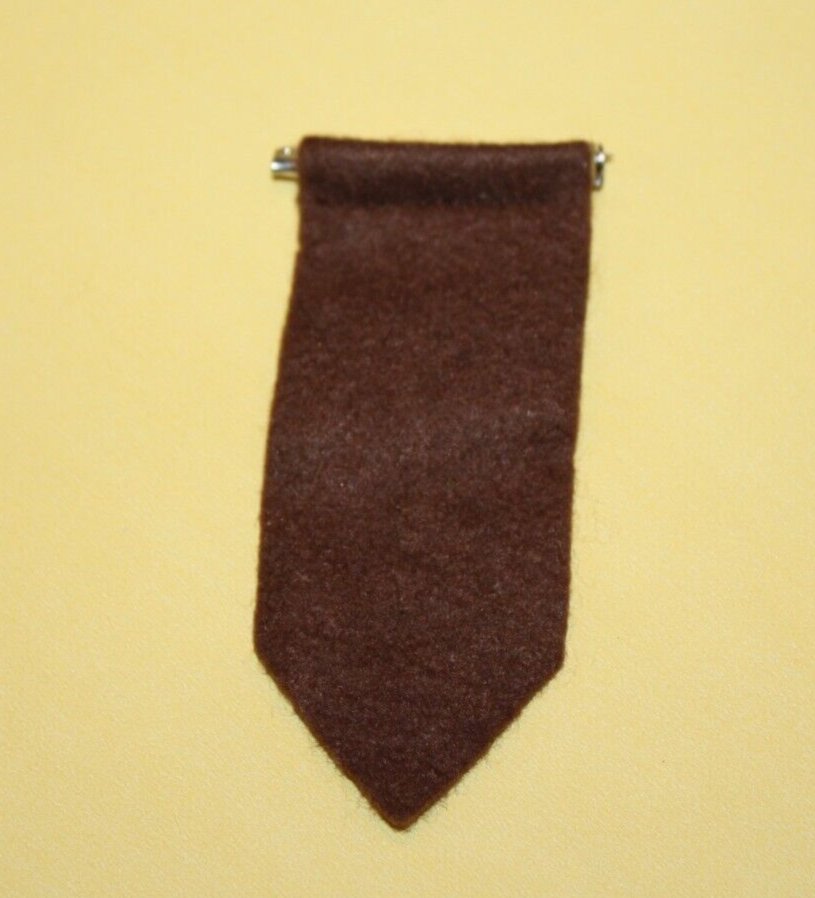 Brownie Girl Scout Insignia Tab for Vest Brown Felt Small Pinback Pin 3.5"