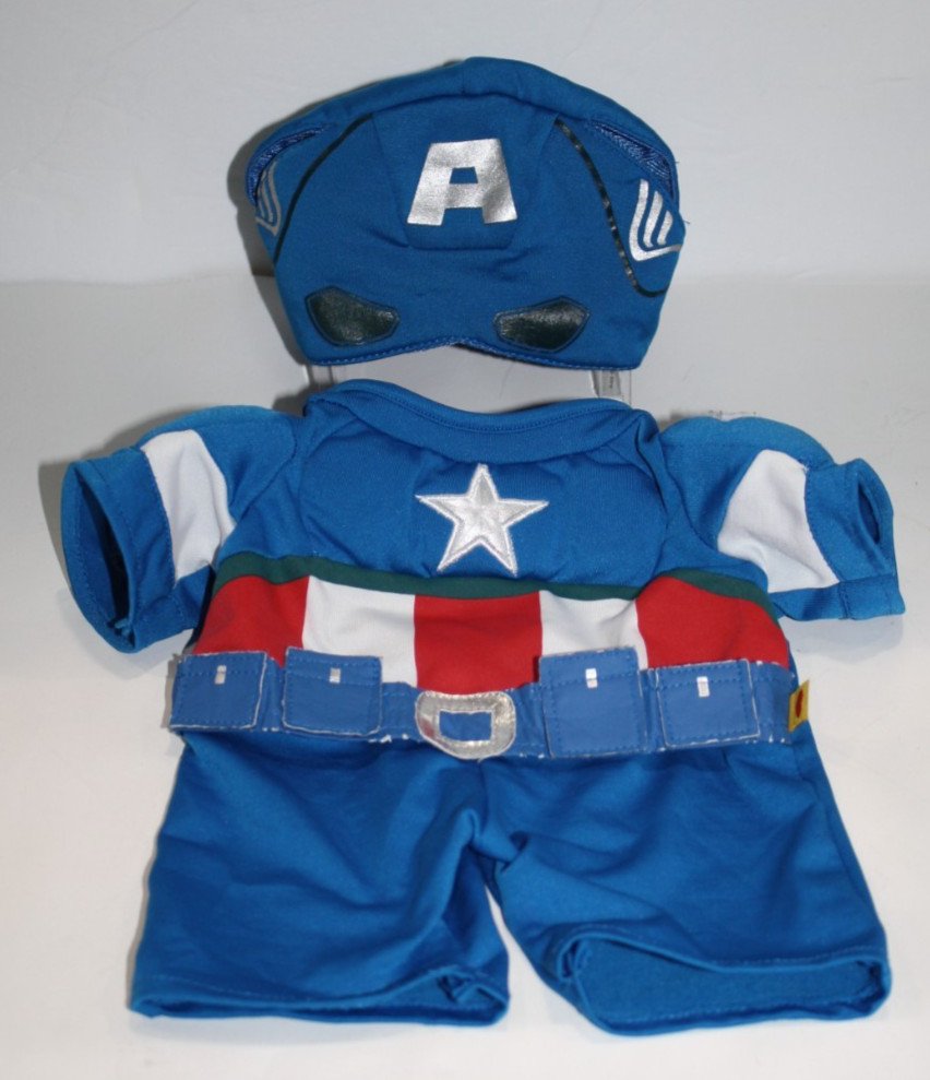 Build-A-Bear Padded Captain America Avengers Costume Blue A Teddy ...