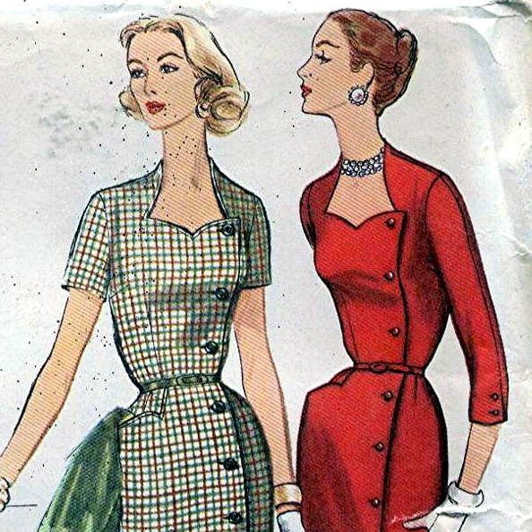1950's Slim Wrap Around Dress Pattern with HIP POCKET size 16 1/2 bust ...