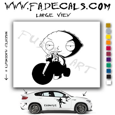 Stewie Griffin on Trike Family Guy Vinyl Decal & Sticker