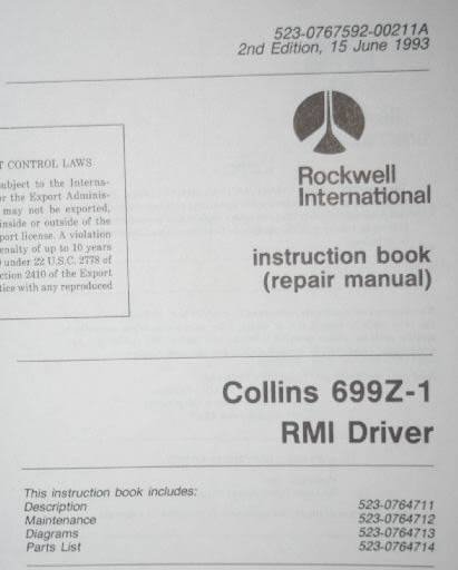 Rockwell Collins 699Z-1 RMI Driver Instruction/Repair manual