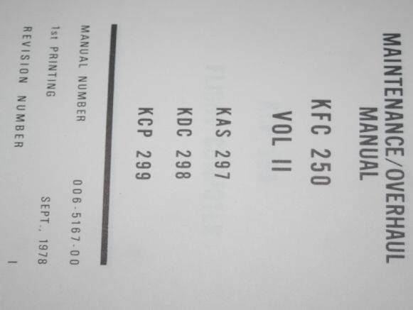 Bendix King KFC-250 KFC250 KAS297 KDC 298 KCP299 Maint/overhaul Manual