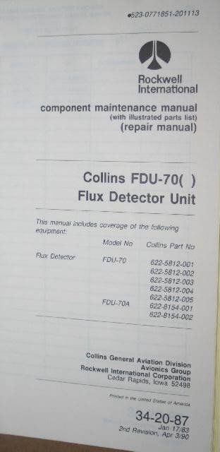 Rockwell FDU-70 Flux Detector Unit Maintenance manual Book