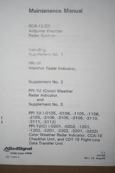 Bendix King RDR-1E/ED Weather Radar System +PPL-1P/1U CCA CDT Maintenance manual
