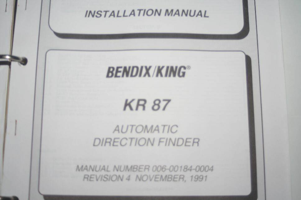 Bendix King KR87 ADF Installation manual 006-00184-0004