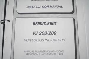 Bendix King KI-208/209 VOR/LOC/GS Indicator Installation manual Ki208/KI209