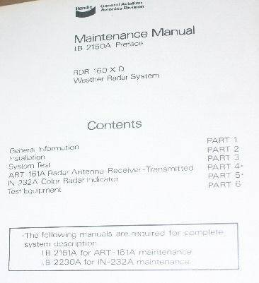 Bendix King RDR-160XD Weather Radar Maintenance manual IB2160A