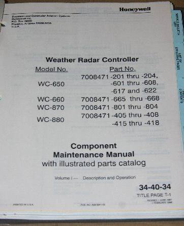 Honeywell WC-650/660/870/880 Weather Radar controller Install Manual ...