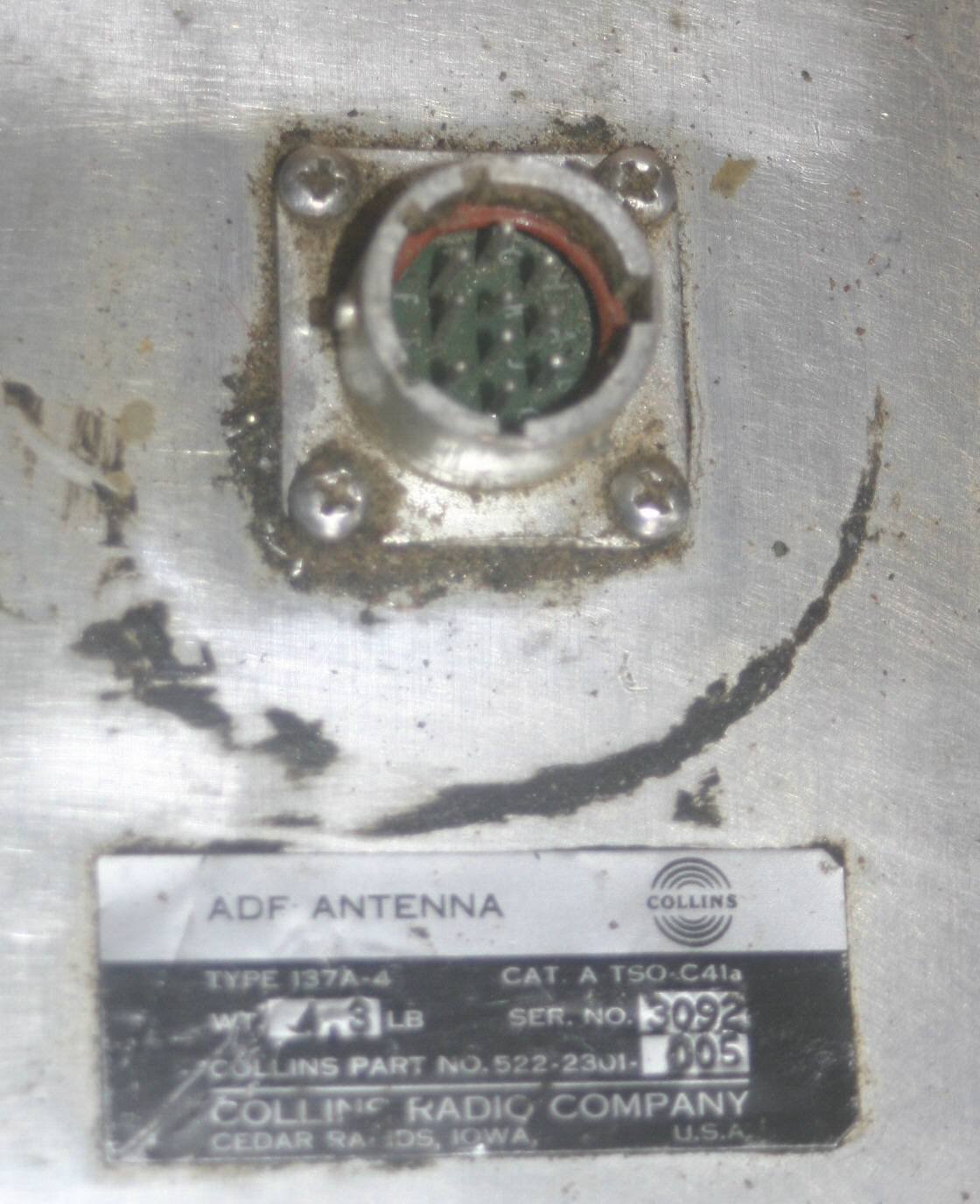 Collins 137A-4 Aircraft ADF Loop Antenna Airplane