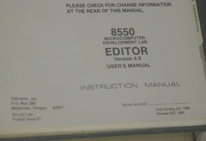 Tektronix 8550 Micro Computer development Lab Operators User's Guide Manual core