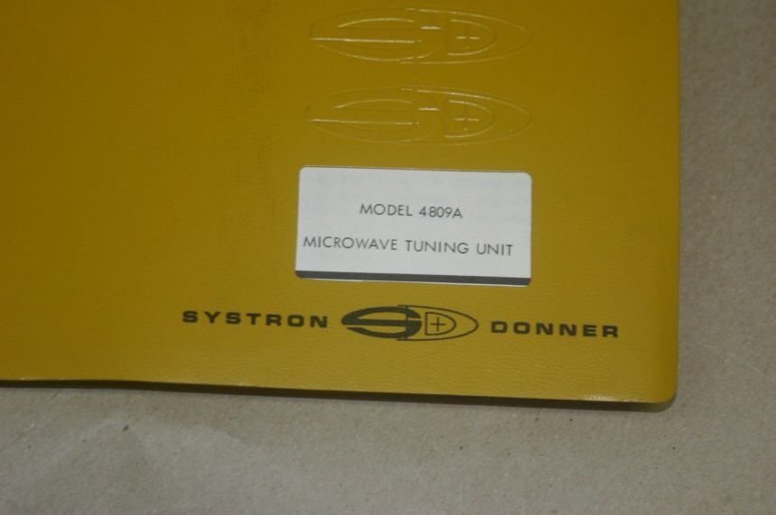 Systron Donner 4809A Microwave Tuning unit Operation Service ...