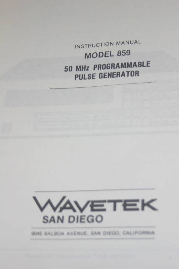 Wavetek 859 50MHz Programmable Pulse Generator Instruction Operation Manual
