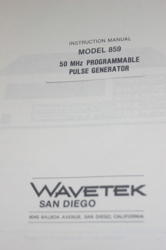 Wavetek 859 50MHz Programmable Pulse Generator Instruction Operation Manual