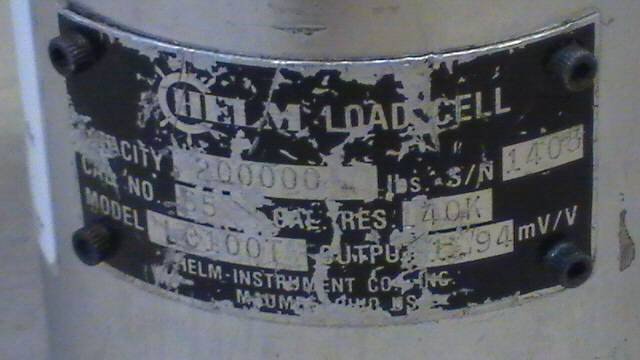 Helm INSTRUMENT MODEL LC-100T 200,000 LB LOAD CELL (USED) 100 Ton