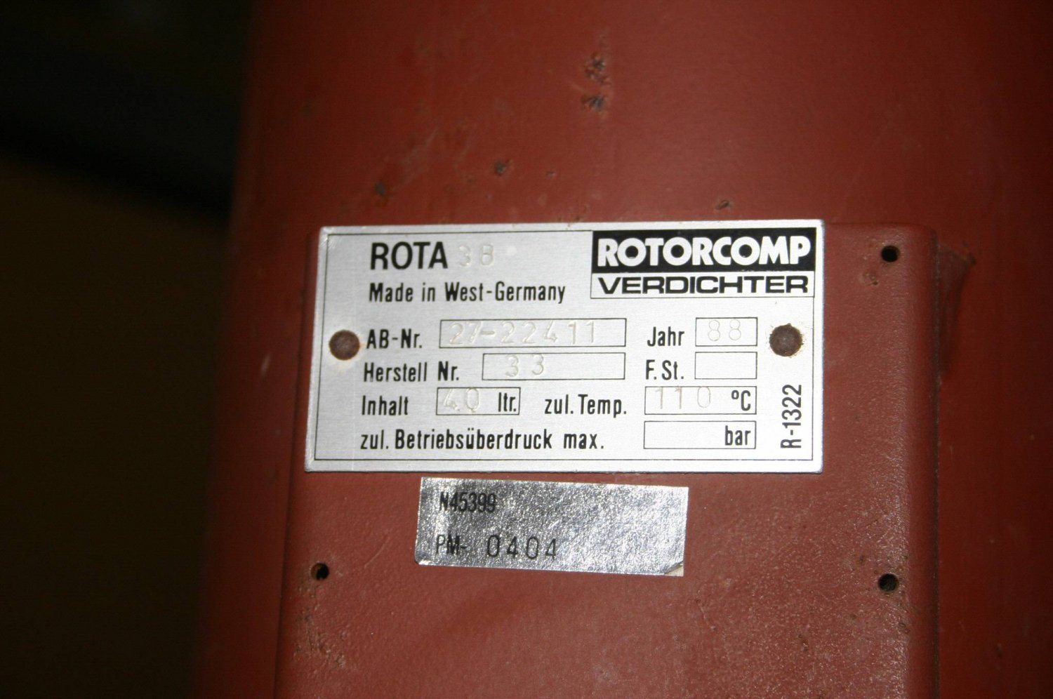 BAUER ROTORCOMP Rota 3B AIR COMPRESSOR SCREW HP Verdichter 5400RPM ...