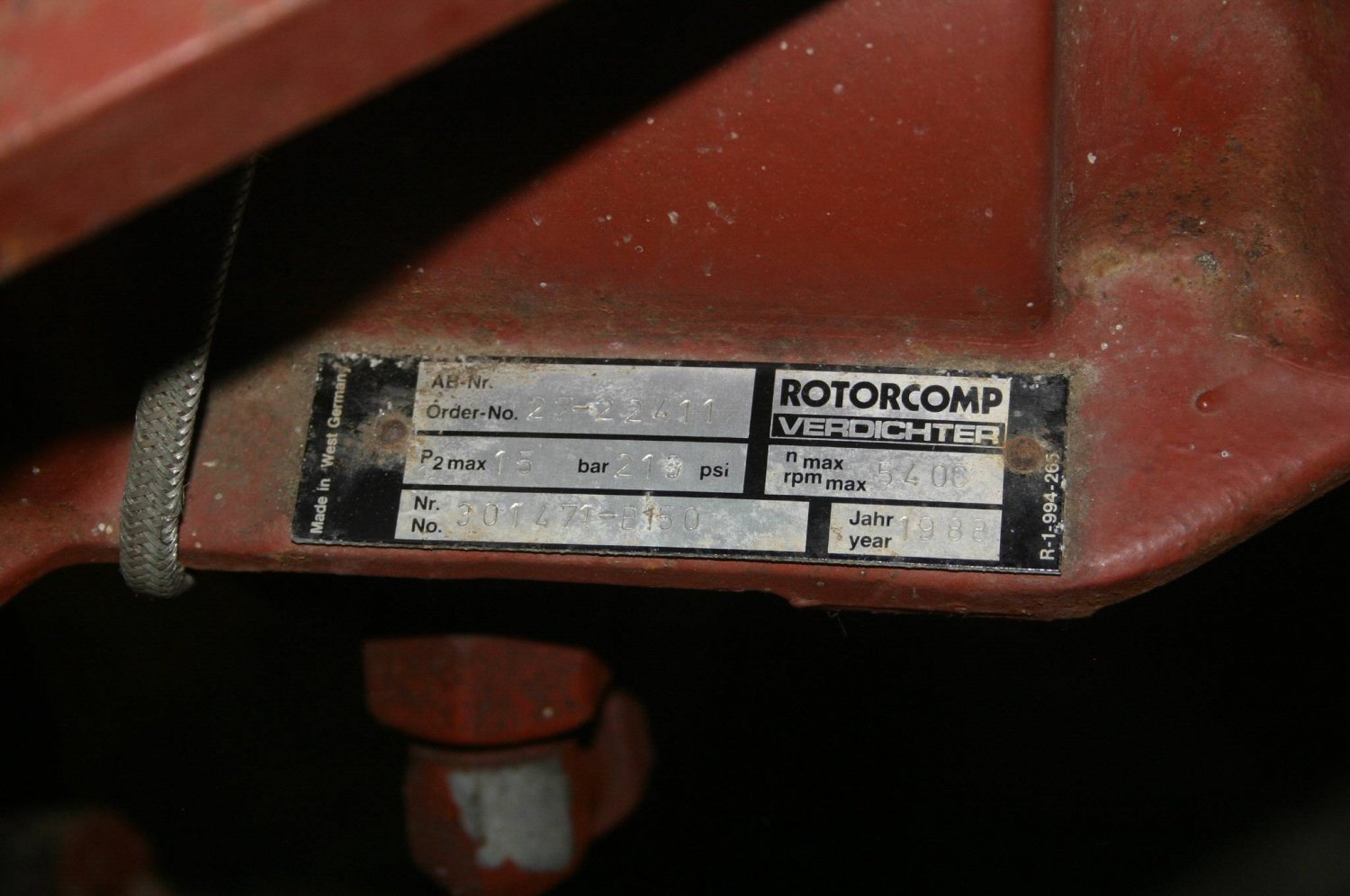 BAUER ROTORCOMP Rota 3B AIR COMPRESSOR SCREW HP Verdichter 5400RPM ...