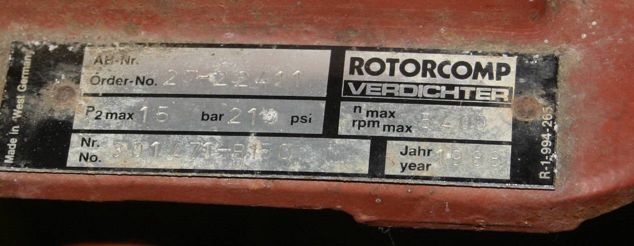 BAUER ROTORCOMP Rota 3B AIR COMPRESSOR SCREW HP Verdichter 5400RPM ...