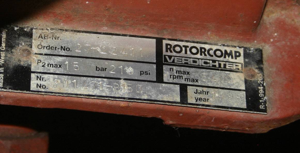 BAUER ROTORCOMP Rota 3B AIR COMPRESSOR SCREW HP Verdichter 5400RPM ...