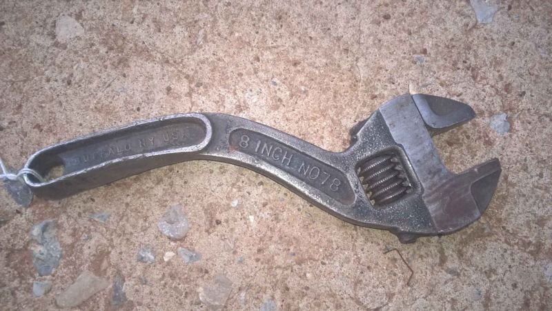 8" KEYSTONE Mfg. Co. WESTCOTT No. 78 ADJUSTABLE "S" WRENCH w/PIPE JAW ...