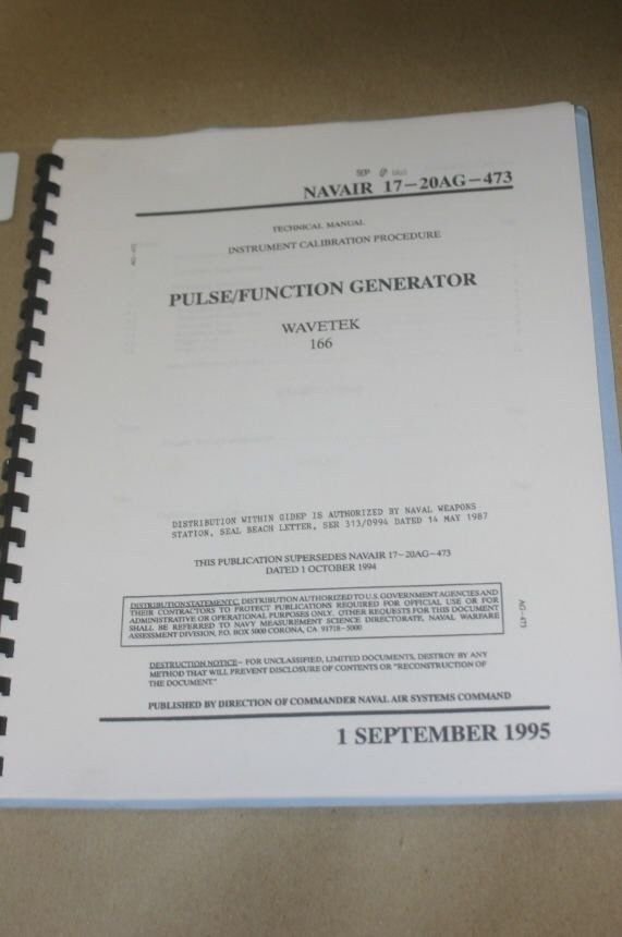 Wavetek 166 Pulse Function Generator Calibration Instruction Technical ...