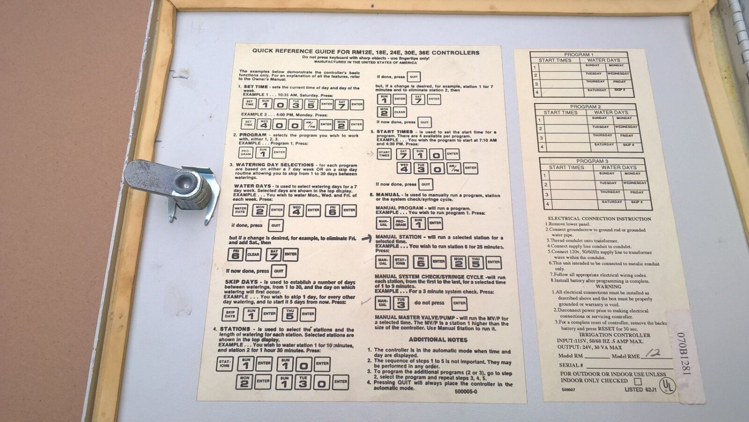 Rain Master RME Irrigation Sprinkler Controller model RME12 RME 12 ...