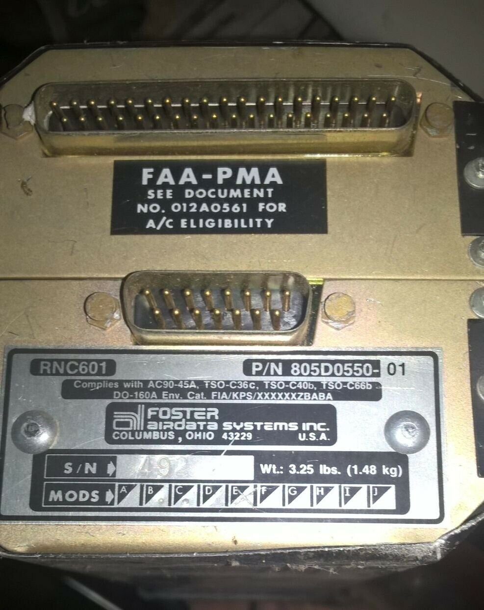 Foster RNAV Aircraft Radio Navigation Computer RNC601 P/N 805D0550-01 ...