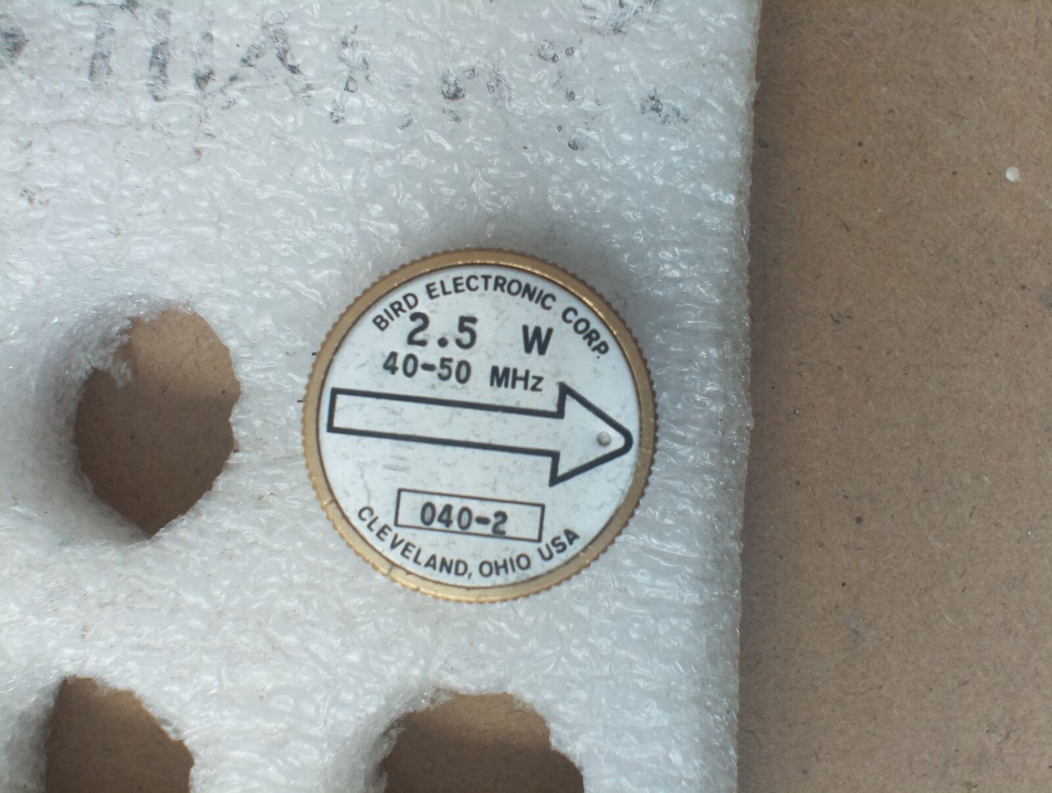 Bird model 040-2 2.5W 40-50 MHz Wattmeter Plug-in Slug Element 7/8" 2500mW