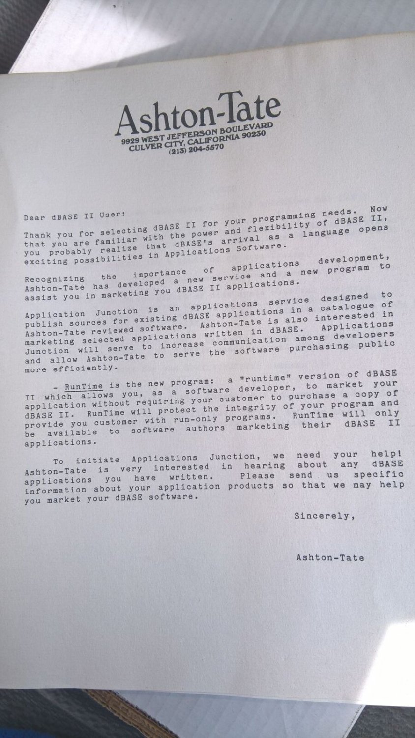 Ashton-Tate Dbase II 2 Relational Database Management Software Manual book