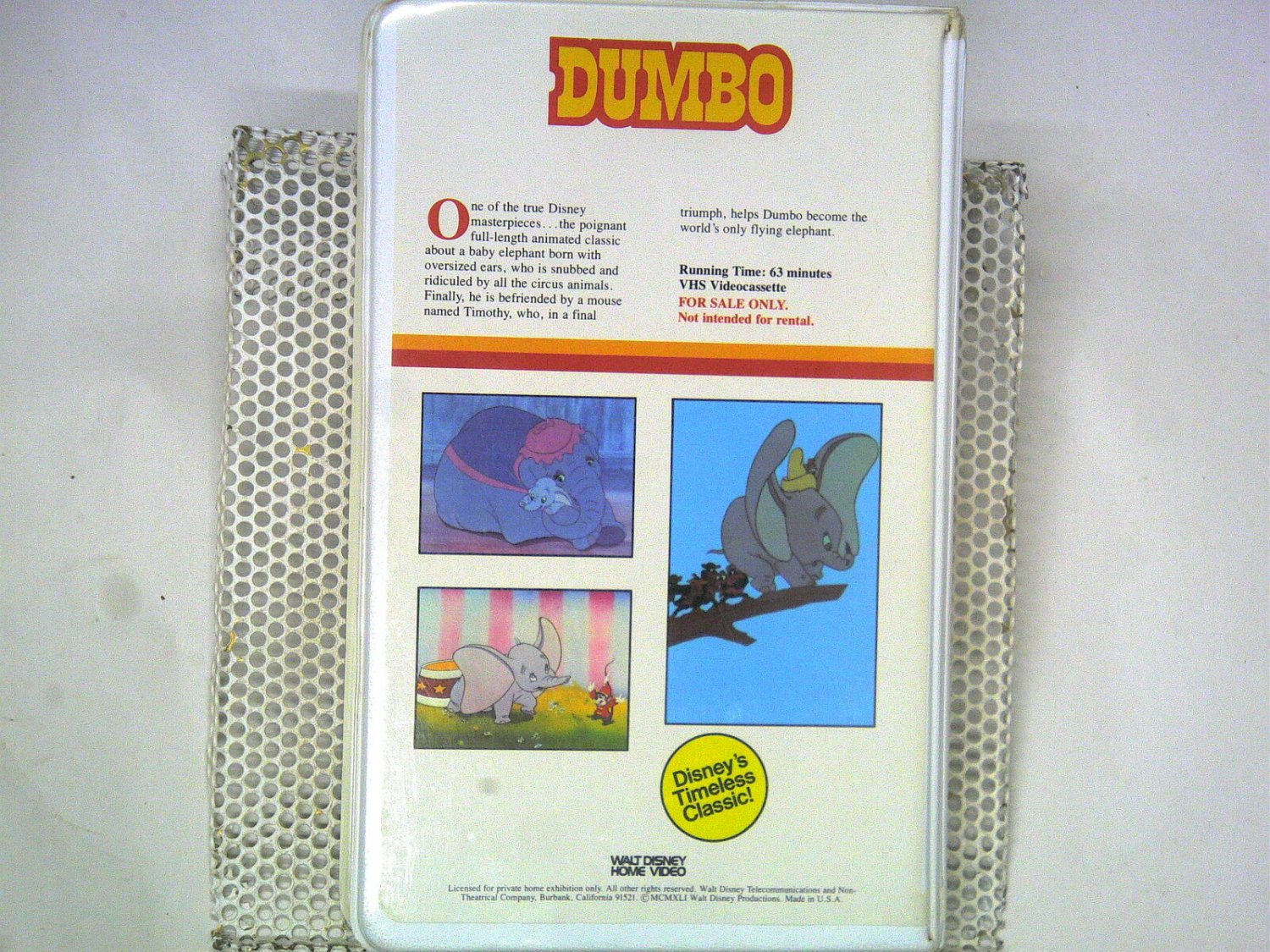 DUMBO:Walt Disney [VHS] [NTSC][1941][24VS] Vintage w/White Clamshell ...