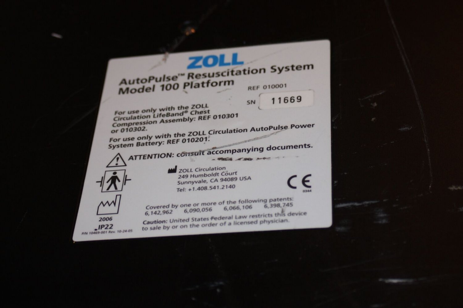 Zoll Autopulse Resuscitation system Model 100 Platform 010001 Lifeband ...